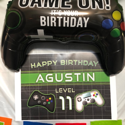 Gamer Party Backdrop Banner, Personalized Video Game on Game Party ...
