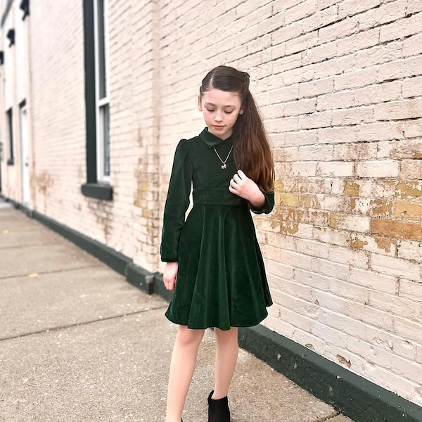 Vintage Inspired Girl Dress - Green Velvet Dress - Etsy