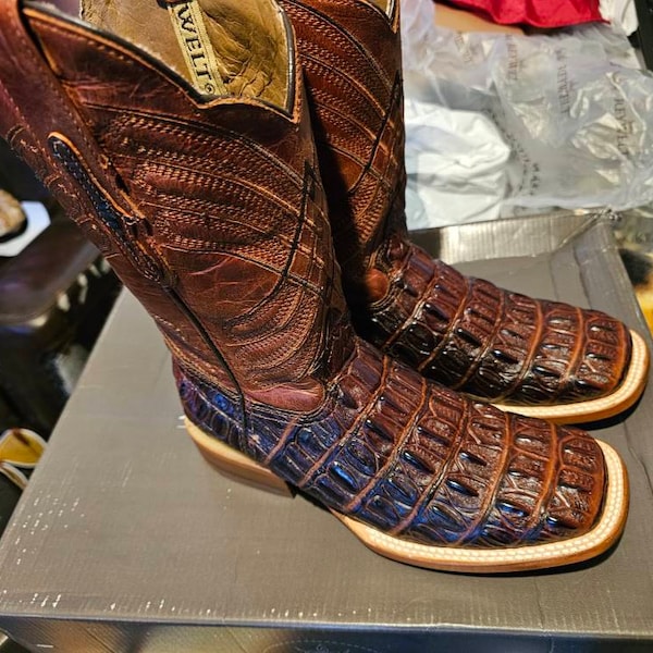 Handcrafted Men's Crocodile Alligator Cowboy Boots/ Square Toe Cowboy ...