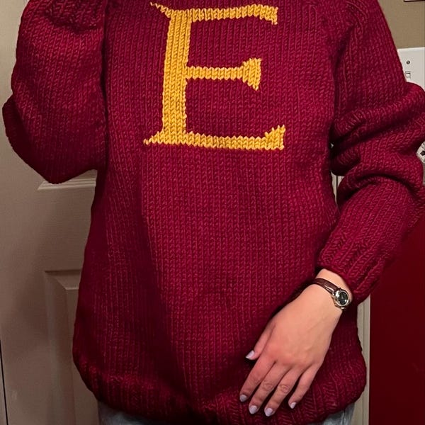 Monogram Weasley Jumper Letter Magic Gift Handmade Custom Wool Sweater ...