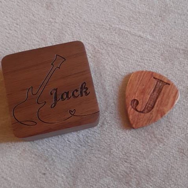 Personalized Wooden Guitar Picks With Case, Custom Guitar Pick Holder ...
