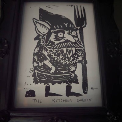 The Kitchen Goblin, Goblin Print, Kitchen Print, Weird Wall Art, Occult ...
