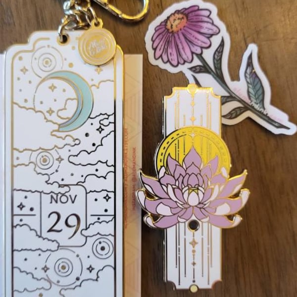 Sacred Lotus Sun and Star Pillar Enamel Pin - Etsy
