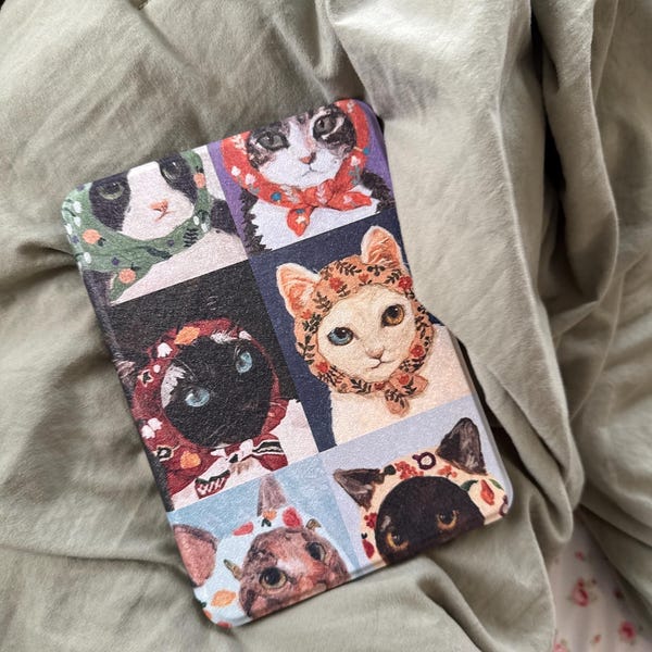 Cute Cartoon Coffee Cat iPad Case With Pencil Holder Protective iPad ...