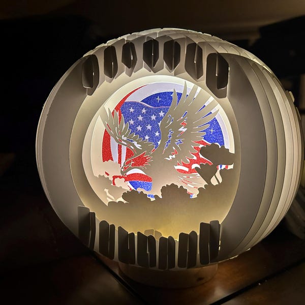 American Eagle Sphere Paper Lantern, Shadow Box Template (PDF, SVG) - Etsy