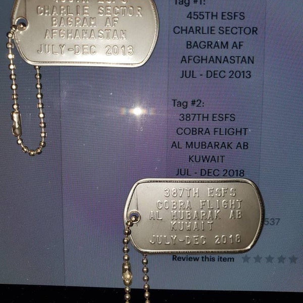 Two Military Dog Tags With Chain With Optional Silencer, Many Options ...