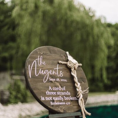 Round Unity Ceremony Sign, A Cord of Three Strands Wedding Sign, 3 ...