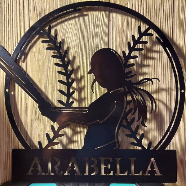 Personalized Softball Girl Metal Wall With Lights, Custom Softball Name ...