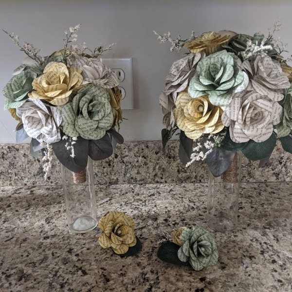 Book Page Paper Flowers Handmade to Order With Custom Colors Quantity 6 ...