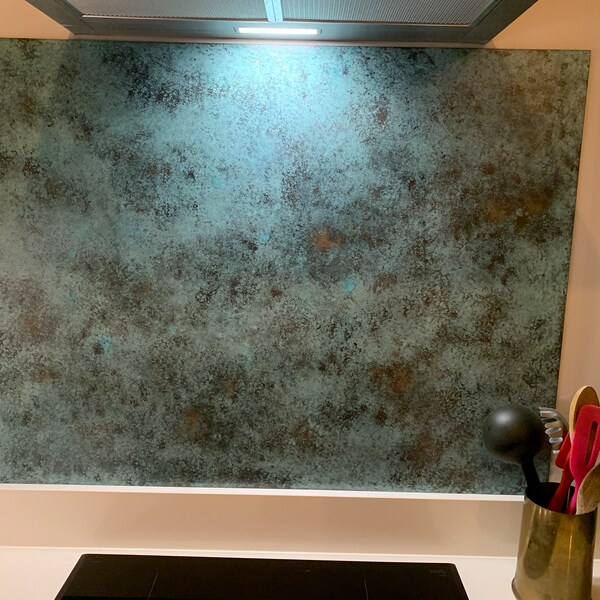 Kitchen Splashback Aged Copper Effect (misty Blues) - Etsy