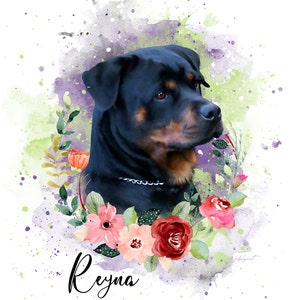 Custom Dog Portrait, Digital Portrait Dog Personalised Dog Portrait ...