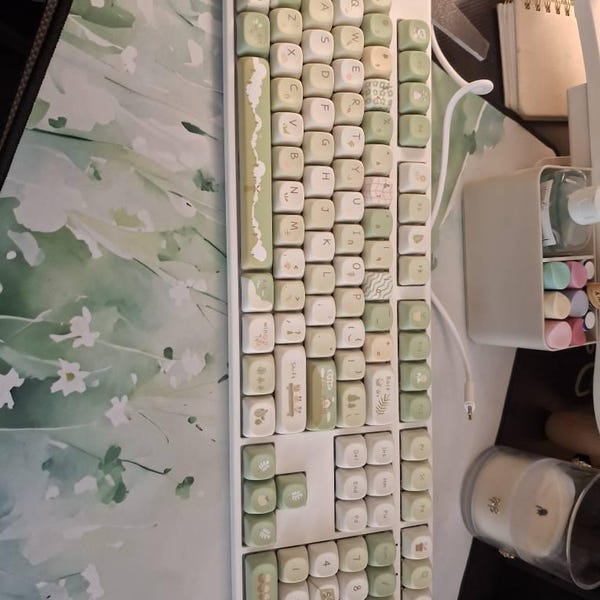 Rustic Forest Keycap Set, Fresh Green Keycaps Set, PBT MCA 145 Artisan ...
