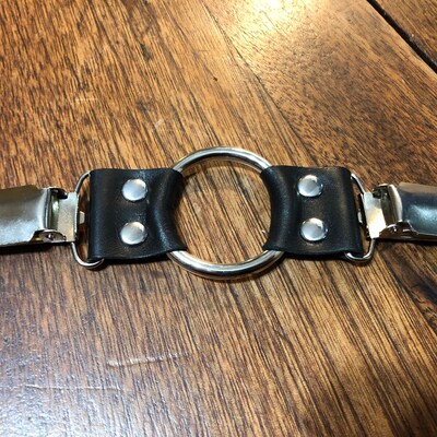 Black Leather Cinch Clip With Bronze Tone Clips & O-ring. Shirt Clip ...