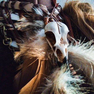 Crow Skull With Custom Rune Necklace Resin Replica Hand - Etsy