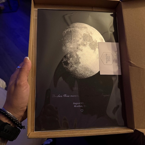 A4 Custom Foil Moon Phase Print by Date, Personalised Copper, Gold or ...
