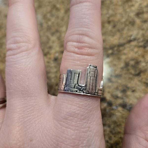 Your City Ring • Any Cityscape Ring • Travel Ring • Custom Silver Ring ...