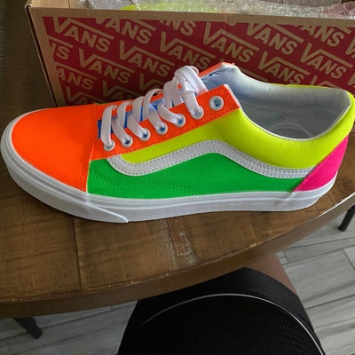 Custom Vans neon Lights big Kids/adults Men Women Pink Orange Yellow ...