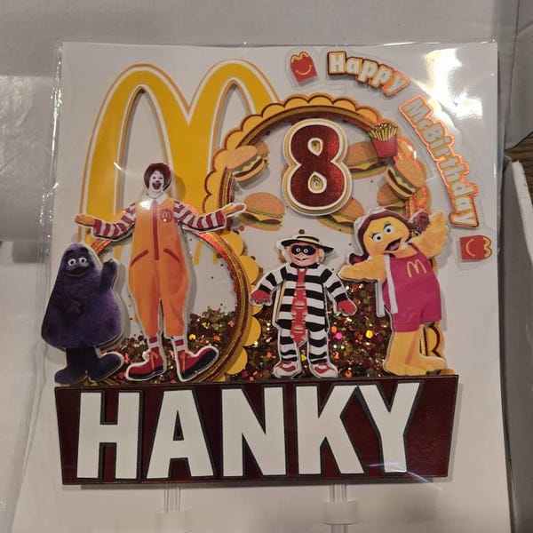 Mc Birthday Cake Topper, Hamburger Cake Topper, Fast Food Cake Topper ...