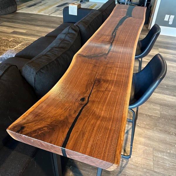 Custom Black Walnut Live Edge Table With Shelf Console Hallway TV Stand Sofa Table - Etsy