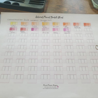 Colored Pencil Combinations Worksheet Three Color Blend - Etsy