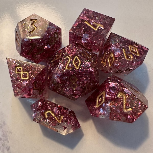 Crystal Clear Blue and Purple Iridescent Dice Set - 7 Polyhedral Dice ...