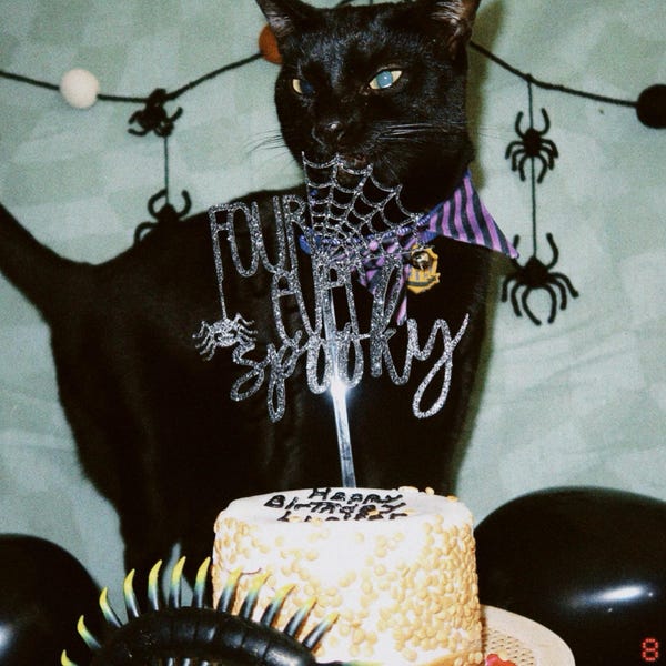 Four Ever Spooky Cake Topper Halloween Birthday Cake Topper 4 Birthday ...