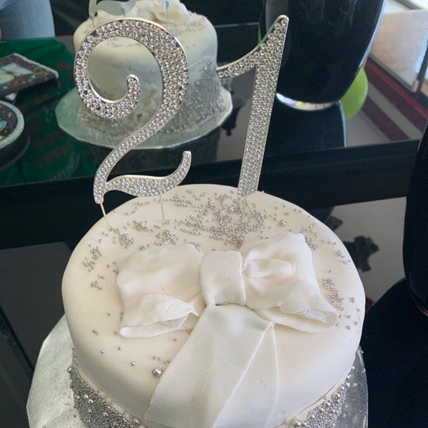 50 & Foxy, 50th Birthday Cake Topper, Crystal Rhinestones on Silver ...