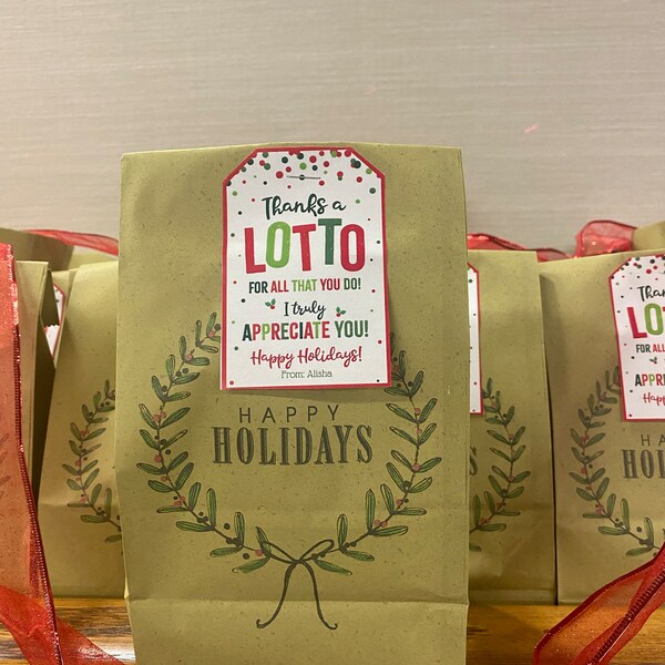 Thanks a Lotto for All You Do Christmas Lotto Tags Lottery Gift Tag ...