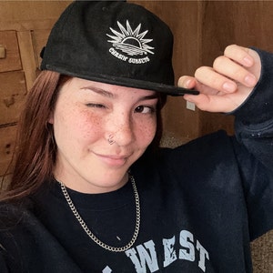 Mountains Embroidered Patch Unconstructed 6 Panel Hat Flat Brim and ...