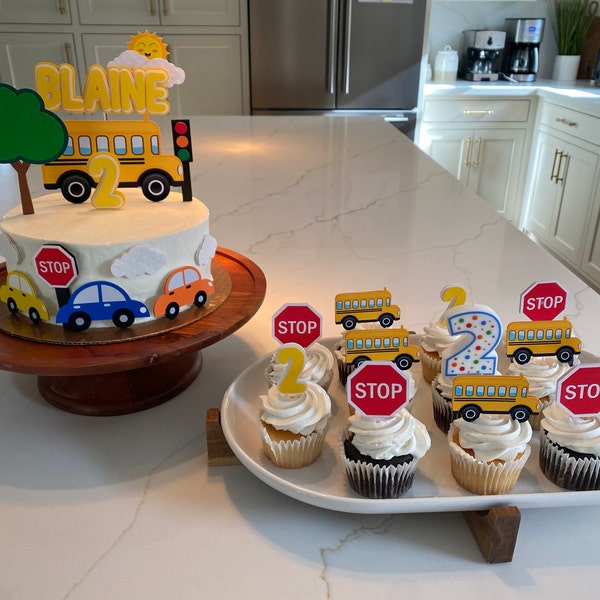 Wheels on the Bus Cake Topper / Wheels on the Bus Party / Wheels on the ...