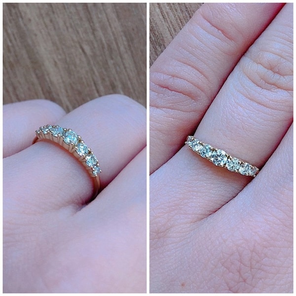 7 Stone Natural Diamond Graduated Womens Wedding Ring in 14K Gold ...