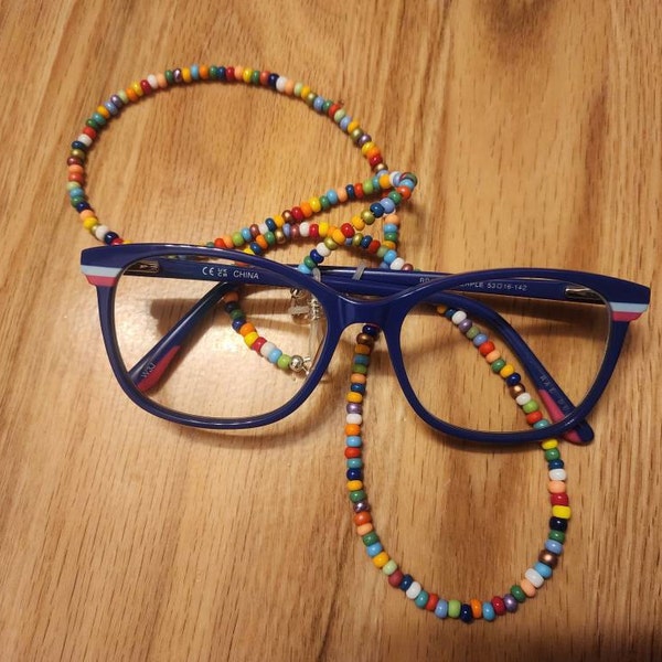 Fun & Frolic Multi-color Beaded Eyeglass Chain Holder 25 27 32 36 Made ...