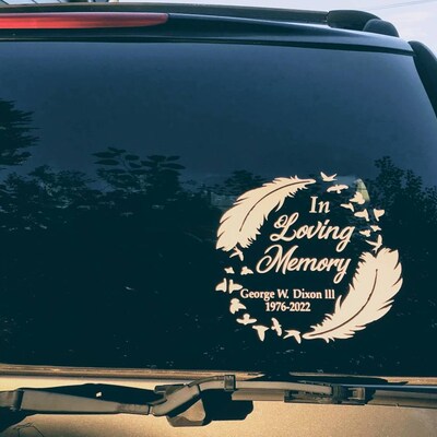 In Loving Memory Vinyl Decal, Customized Name and Date Sticker, Tribute ...