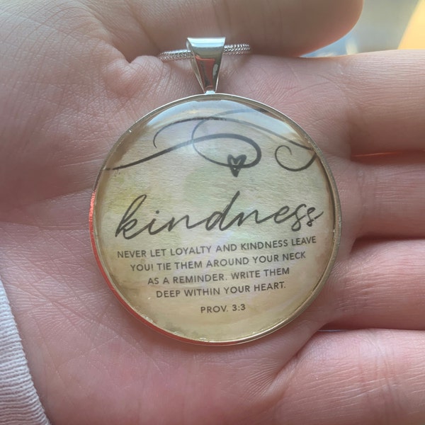 Kindness – Proverbs 3:3 Scripture Silver-plated Pendant Necklace (2 ...