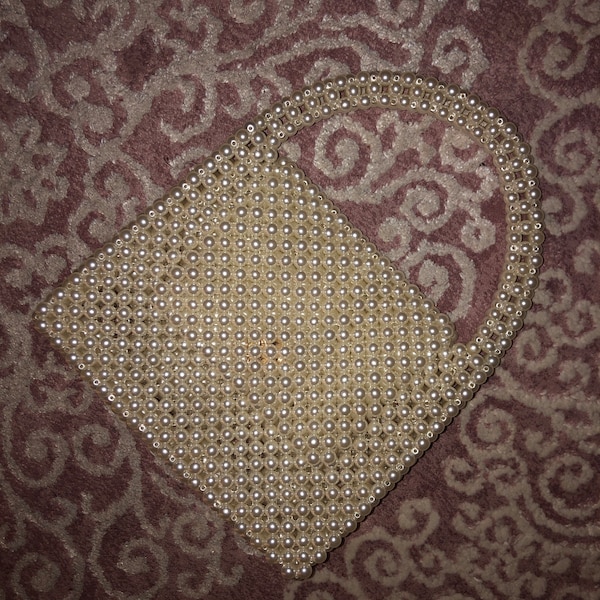 Mini Bead Bag - Small Bead Purse - Beaded Tote Bag - Beige Bead Bag ...