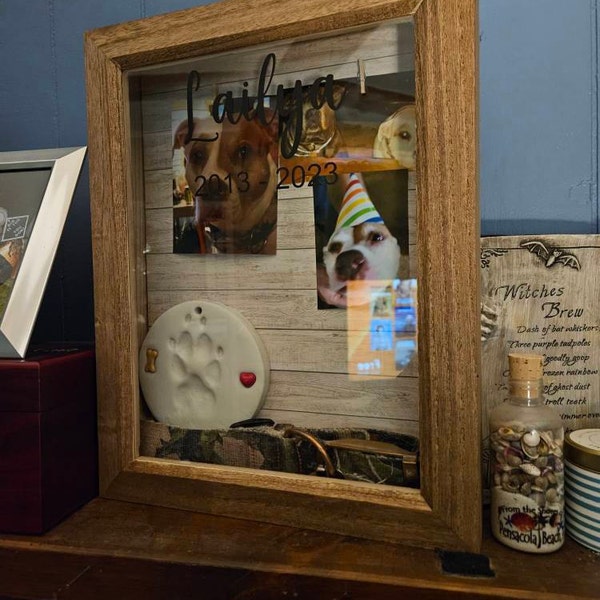 Dog Collar Memorial Shadowbox, Pet Memorial Large Shadowbox, Dog ...