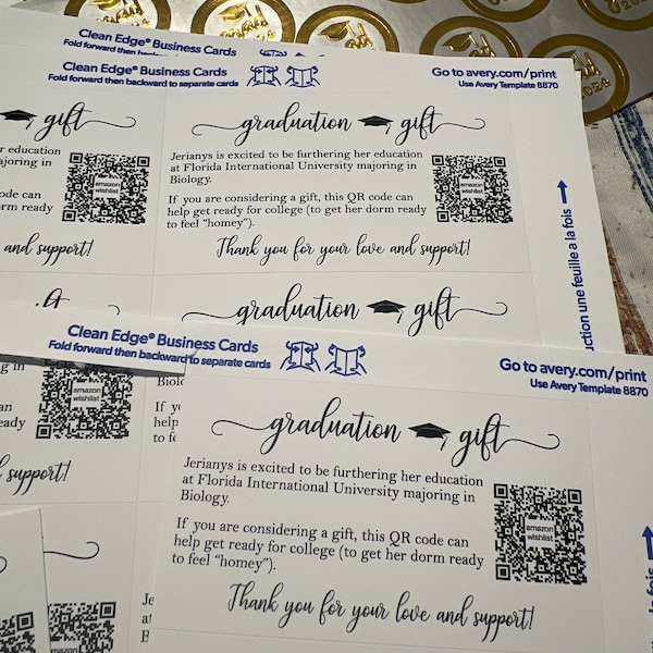 Graduation Gift Insert Card, College Fund QR Code Enclosure Card for ...