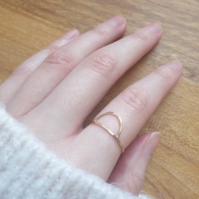Arc Ring Half Circle Ring Gold Filled Ring Dainty Ring - Etsy