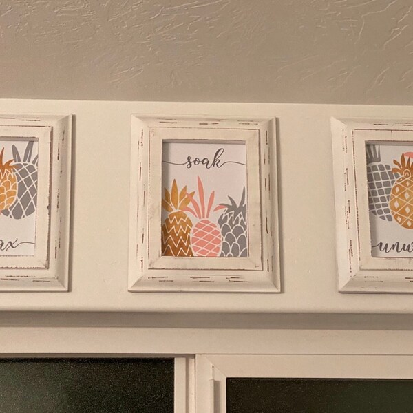 Relax Soak Unwind, Pineapple Theme Bathroom Art, Faux Gold Bathroom ...