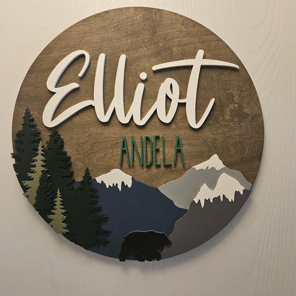 Round Wilderness Woodland Forest Theme Boys Room Nursery Wood Circle ...