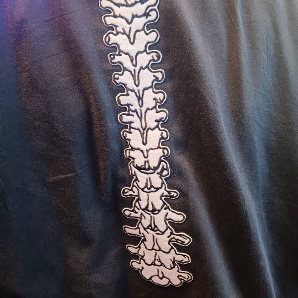 Large Spine Vertebrae in White or Black Iron-on or Sew-on Patch ...