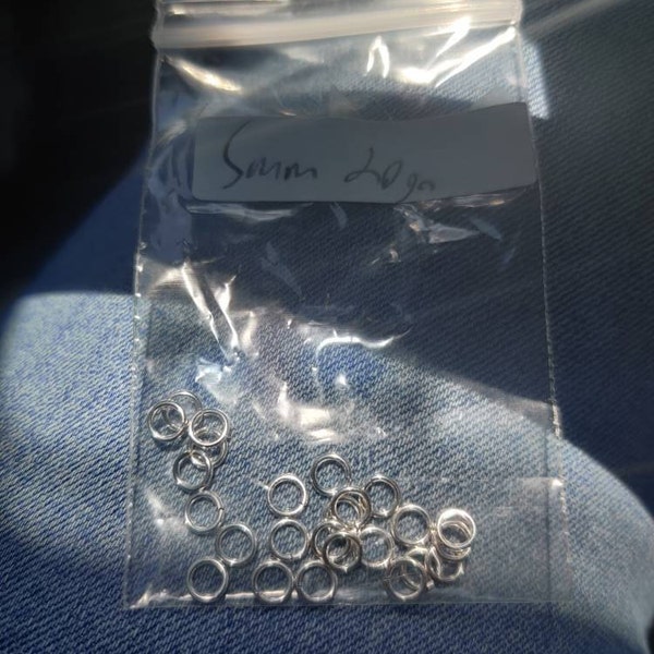 25pcs - .925 Sterling Silver 5mm Open Jump Rings 20g, Made in USA, SS7 ...