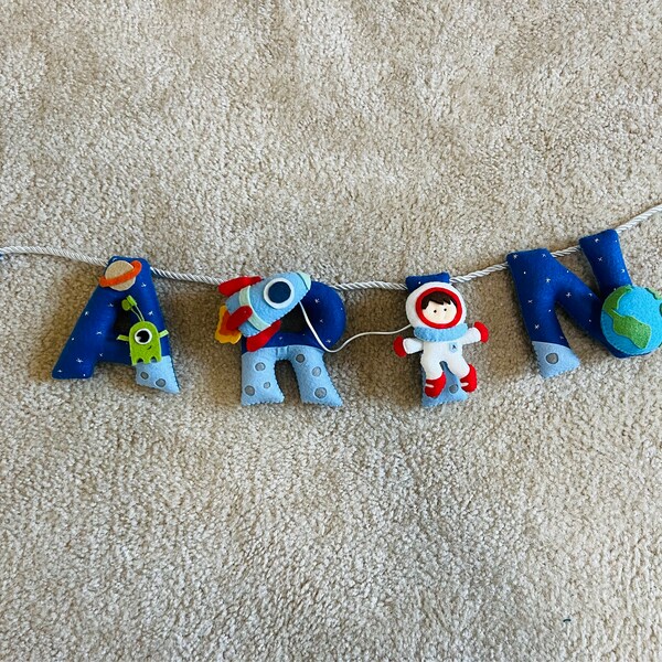 Felt Name Banner, Outer Space Name Banner, Nursery Decor, Personalized ...
