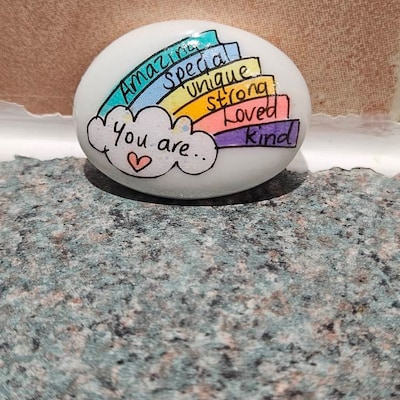 You Are Loved Sparkly Heart Pebble /personalised /positive Gift ...