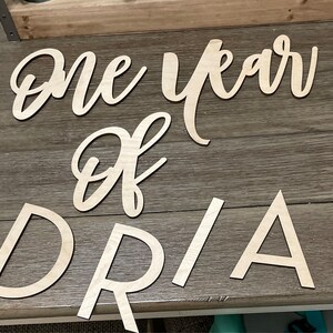 Custom One Year of Name Wooden Cutout, One Year of Baby Name Wood ...