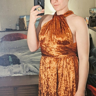 CRUSH RUST Infinity Velvet Dress Shiny Rust Bridesmaid Dress Burnt ...