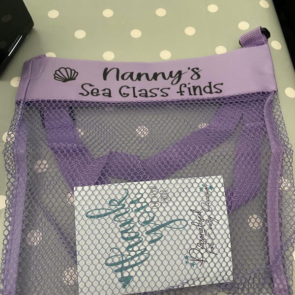 Personalised Beach Treasure Mesh Bag • Kids Shell Collecting Bag ...