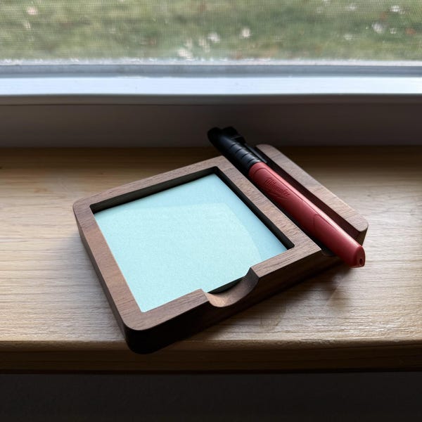 Wooden Sticky Note Holder | Minimalist Pencil Holder | Unique Sticky ...