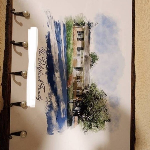 Custom House Sketch Key Holder Personalized Key Rack for Wall With ...