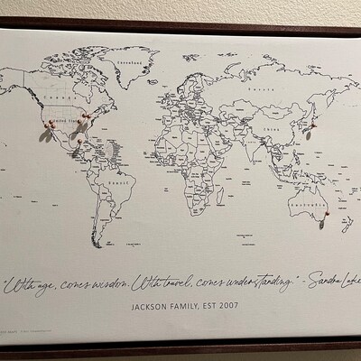 Push Pin Mini World Travel Map Countries Labeled Personalizable Cork ...